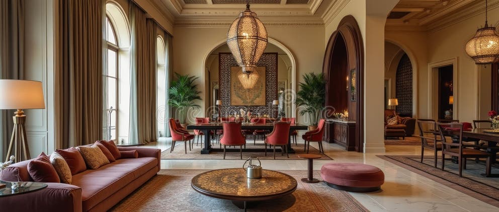 Arabesque-Inspired Penthouse in Dubai Interior Stock Photo - Image of ...