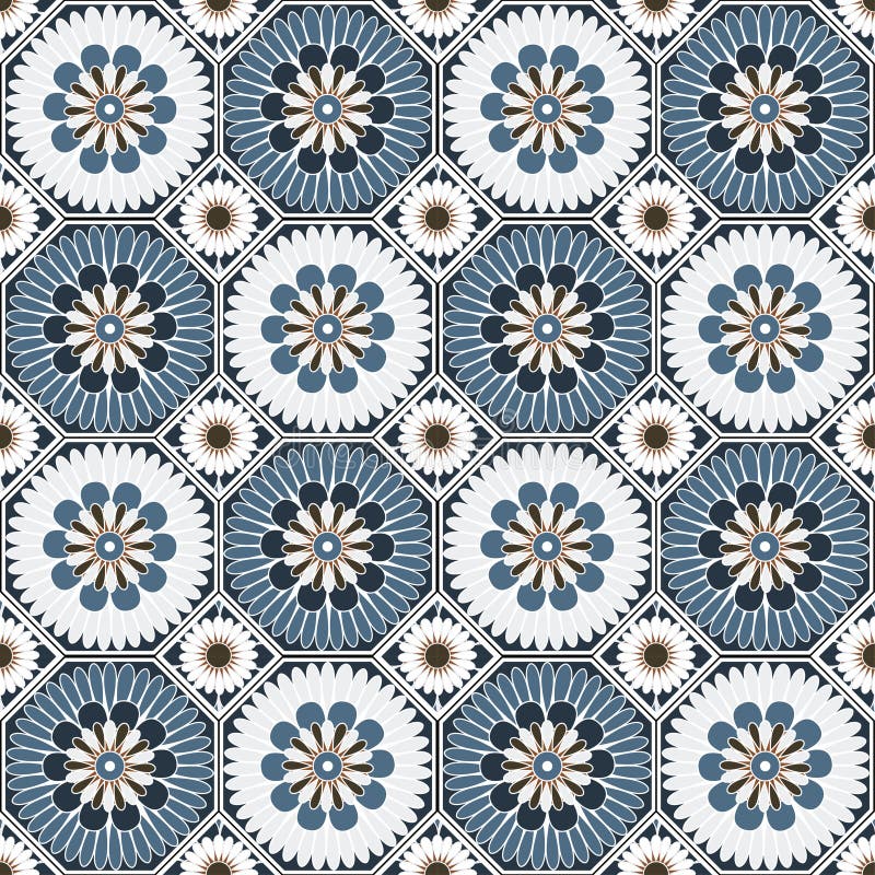 Arabesque Octagonal Floral Seamless Pattern Background Vector De Stock ...