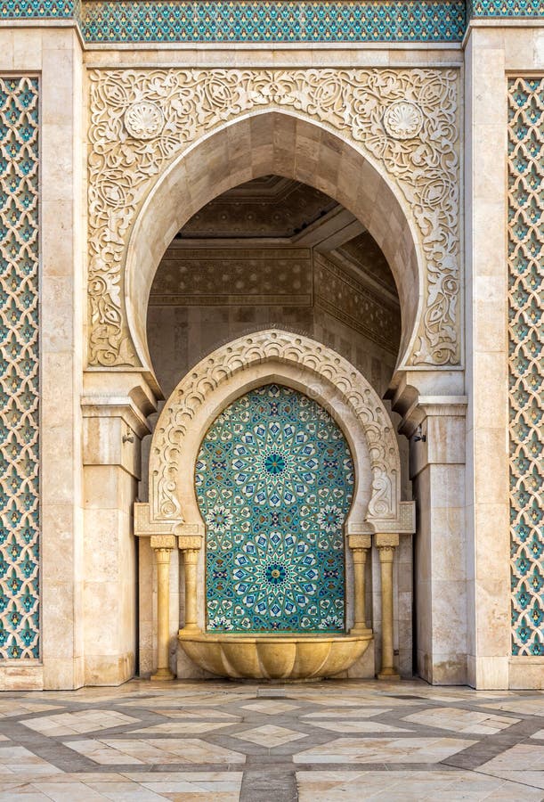Arabesque Pattern at the Fountain at Mosque of Hasan II. in Casablanca ...