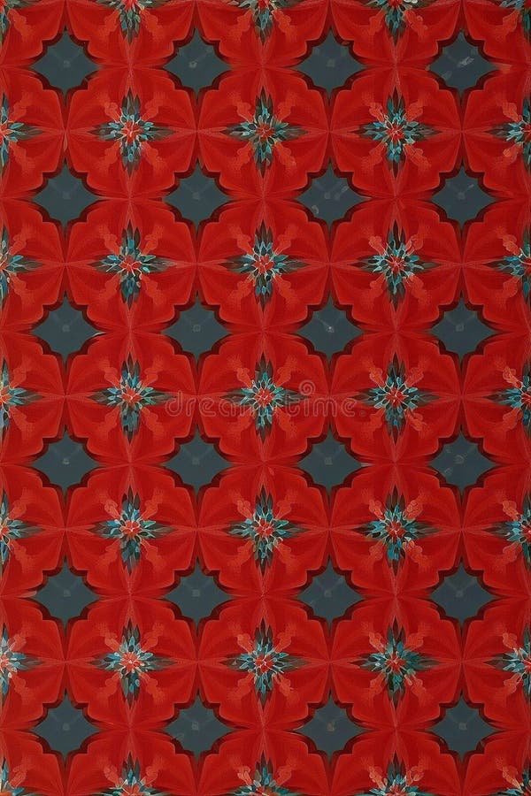 An Arabesque Pattern in Red and Blue. AI Generated Stock Illustration ...