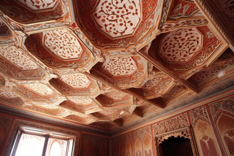 Arabesque Plasterwork on Moorish-style Ceiling Stock Illustration ...