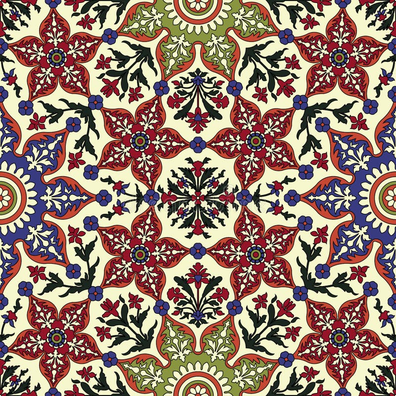 Arabesque Seamless Pattern In Blue And Turquoise Stock Vector ...