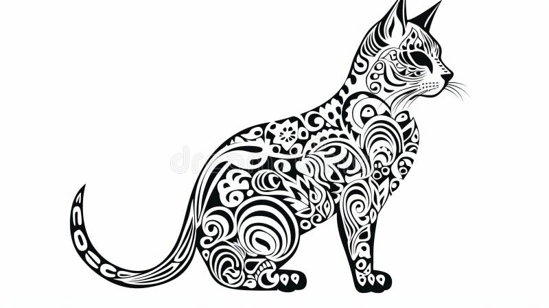 Arabesque Styled Cat: Clean and Sharp Inking with Abstract Designs ...