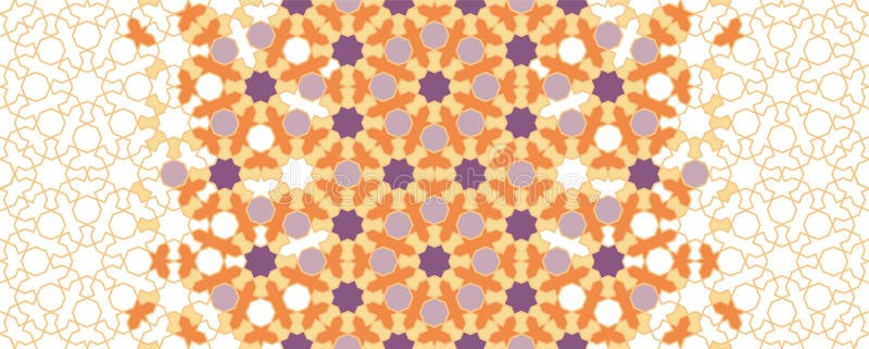 Arabesque Vector Seamless Border. Geometric Halftone Texture with Color ...