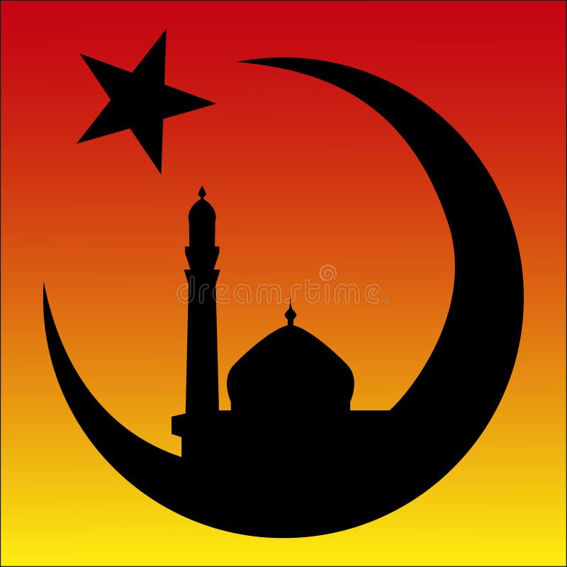 Arabesquezonsopgang En Moskee, Symbool Van Islam. Vec Vector ...