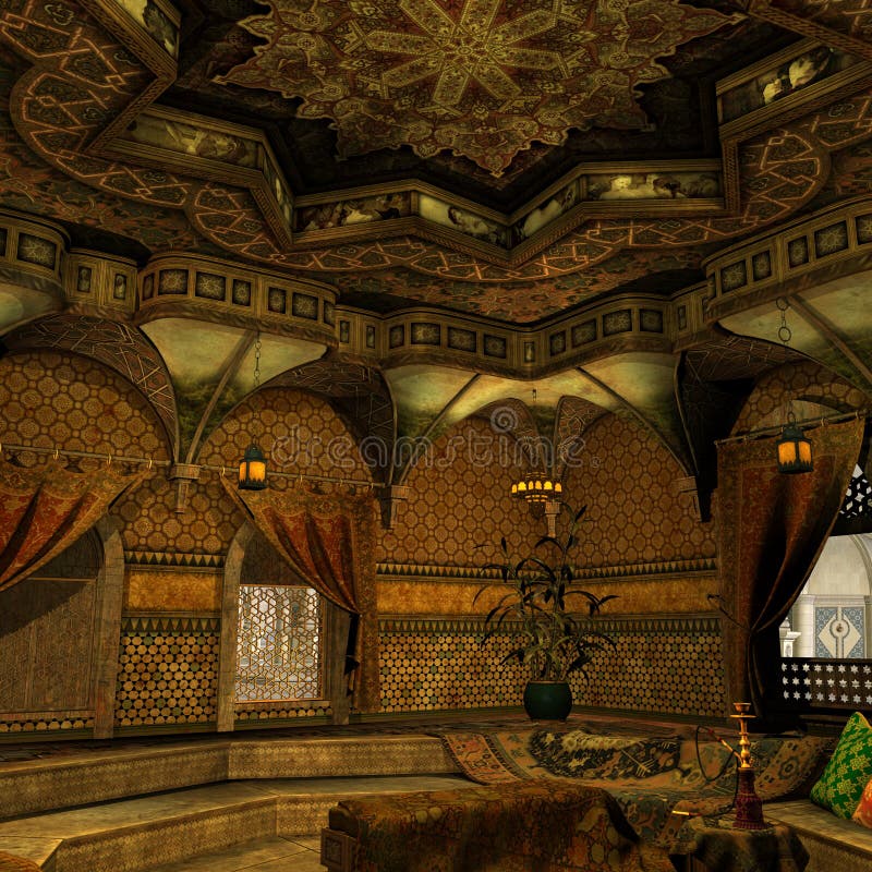 Arabian palace interior stock illustration. Illustration of building ...