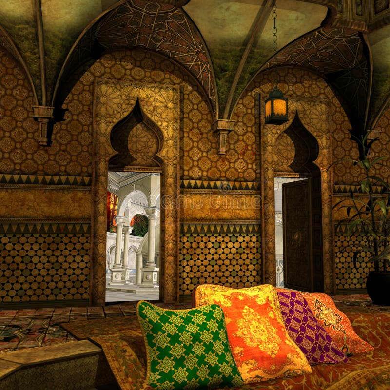 Arabian palace interior stock illustration. Illustration of building ...