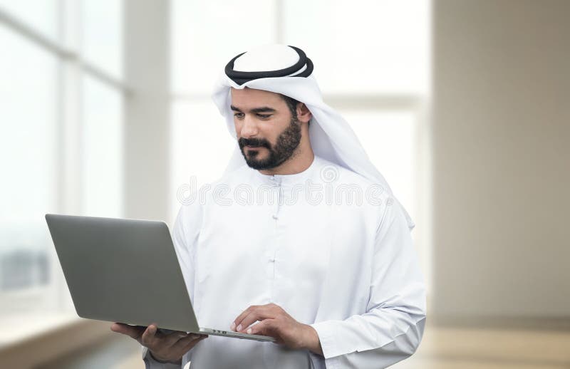Arabian Businessman Working in Office Stock Image - Image of arabian ...
