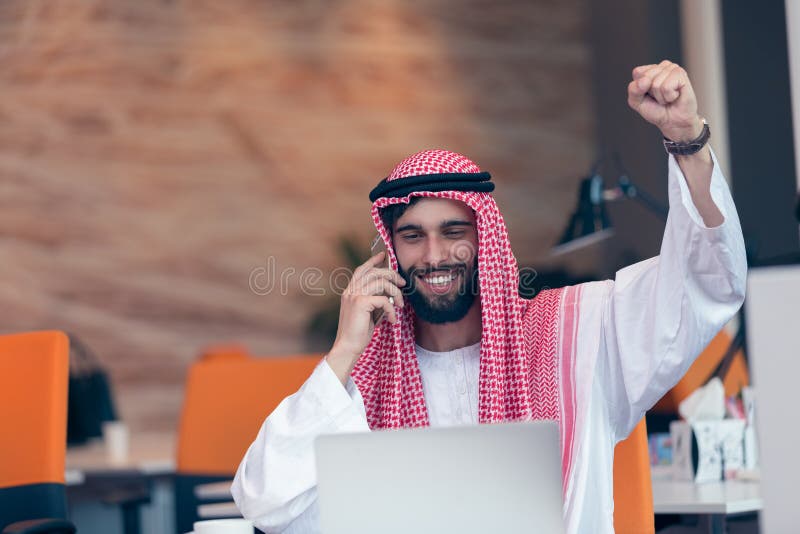 Arabian Businessman Working in Modern Startup Office Stock Photo ...