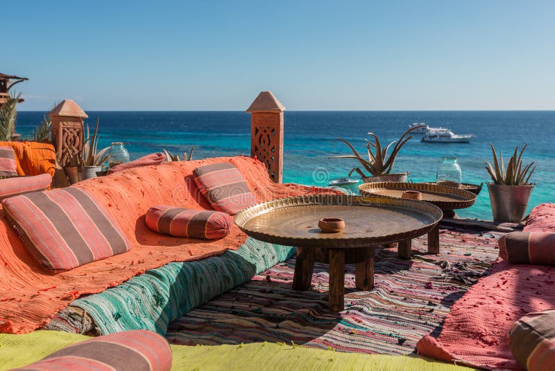 Arabian Cafe on the Red Sea Coast Stock Photo - Image of beautiful ...