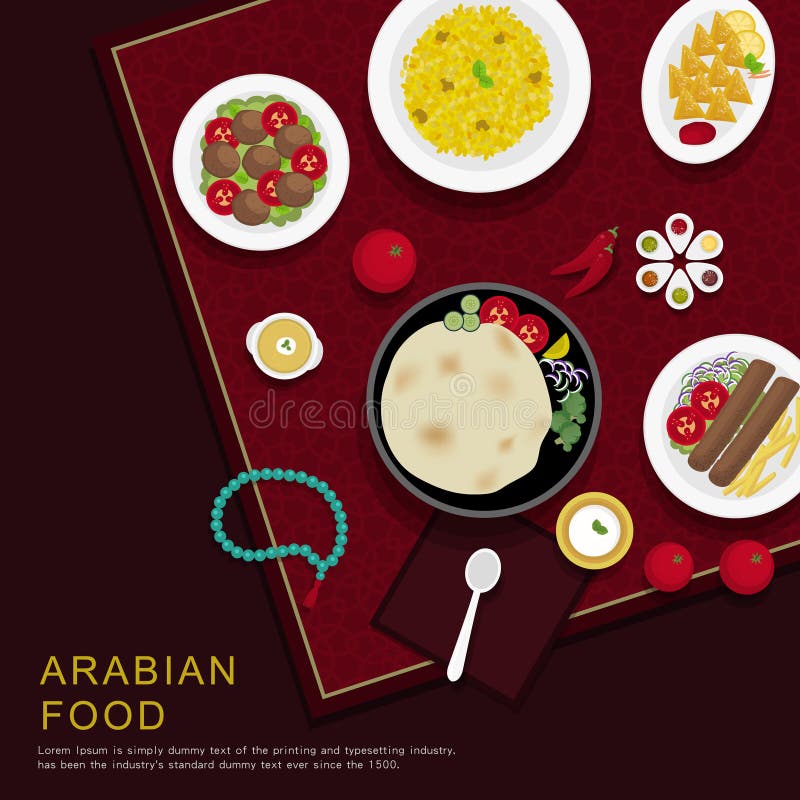 Arabian cuisine menu stock vector. Illustration of stuffed - 218753866