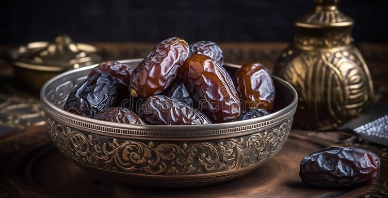 Arabian Dates in a Decorative Bowl , Generative Ai Tools Stock Photo ...