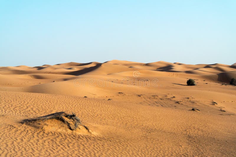 Desert Dune Background on Blue Sky Stock Image - Image of ripple ...