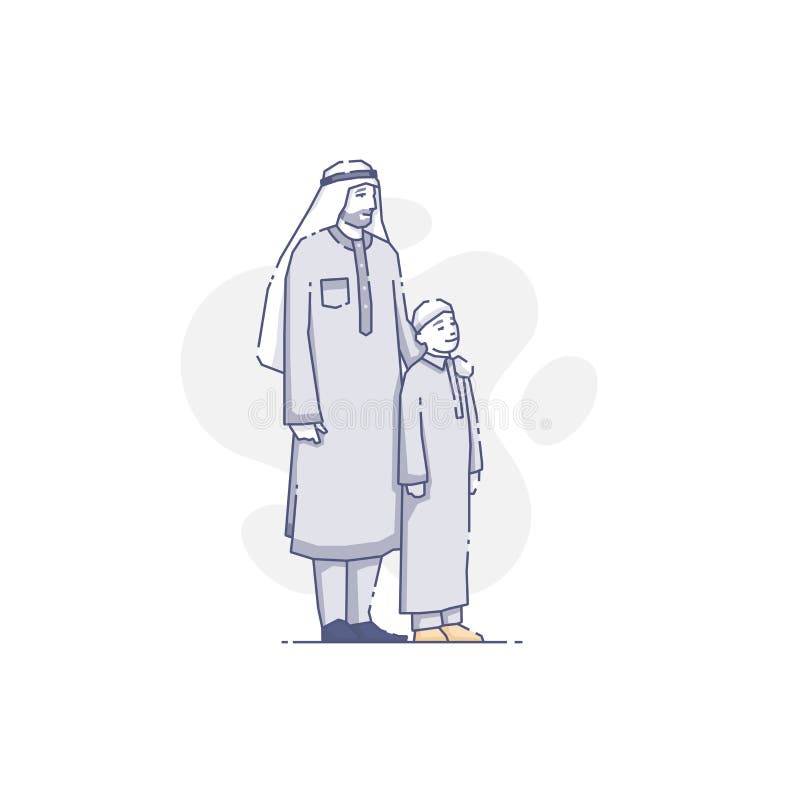 Arabian father and son stock illustration. Illustration of islam - 96859214