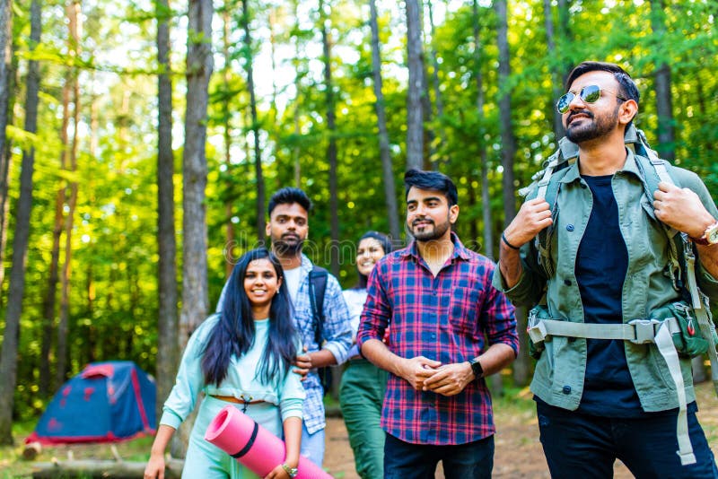 Arabian Friends Having Fun Time Together at the Forest Stock Image ...