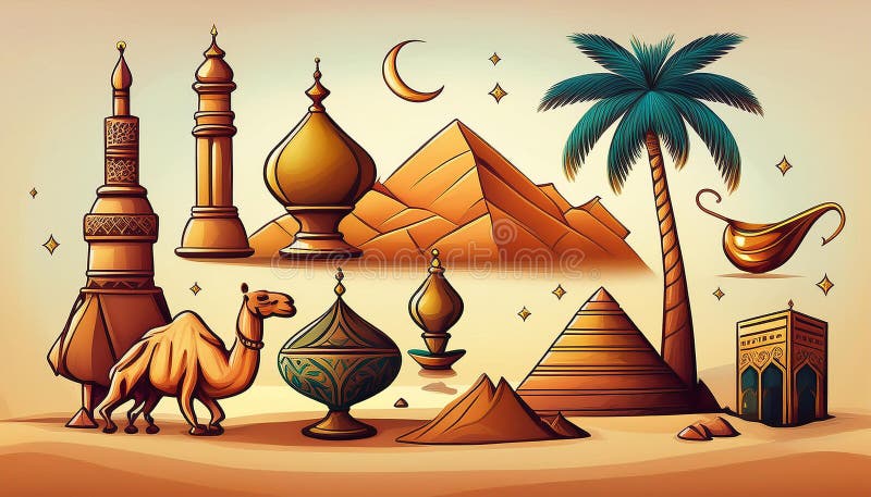 Arabian icons stock illustration. Illustration of arabic - 355410420