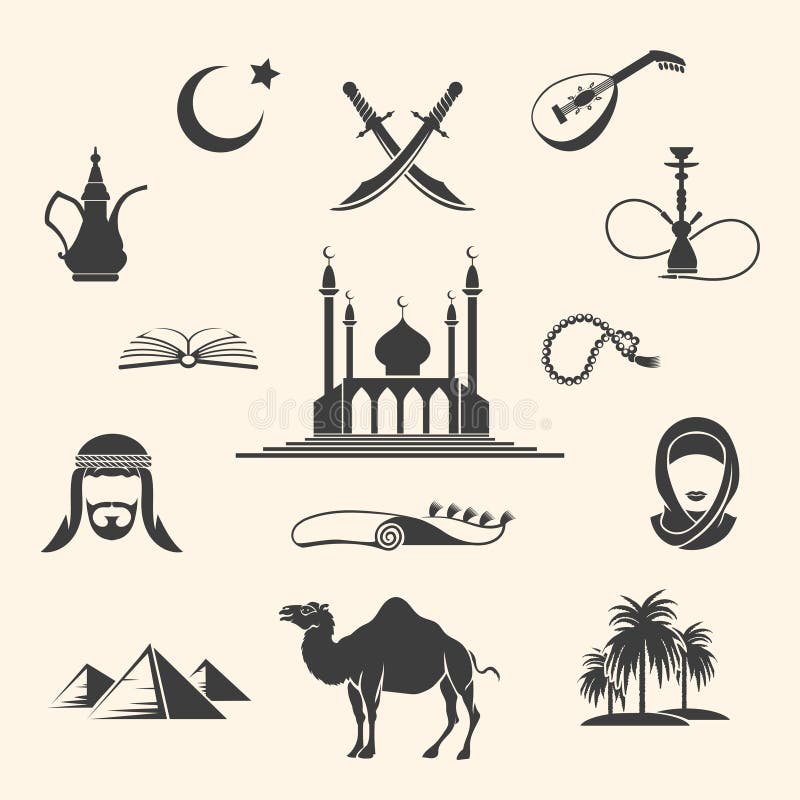 Arabian icons set stock vector. Illustration of muslim - 67826748