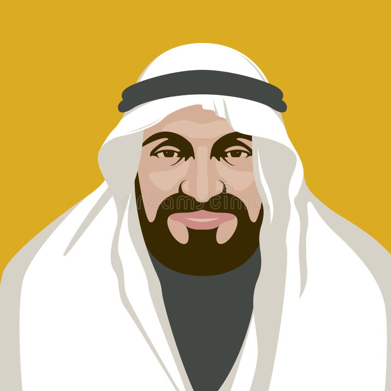 Arabian Man Face Vector Illustration Flat Style Front Stock Vector ...