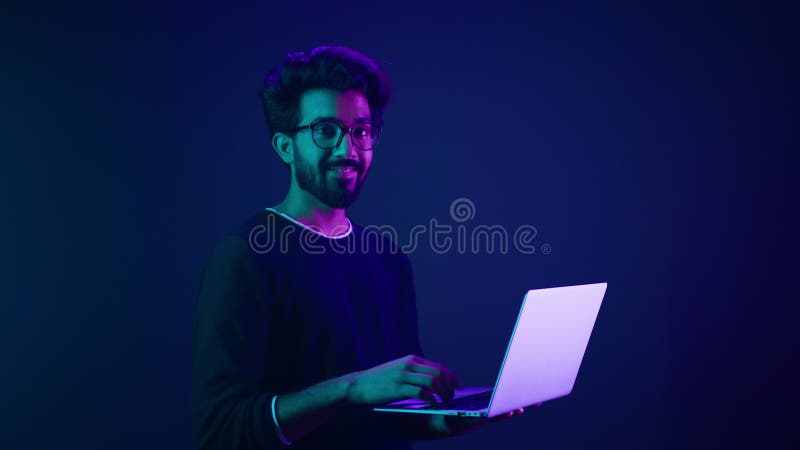 Happy Indian Muslim Man Businessman Freelancer Arabian Guy Celebrate ...