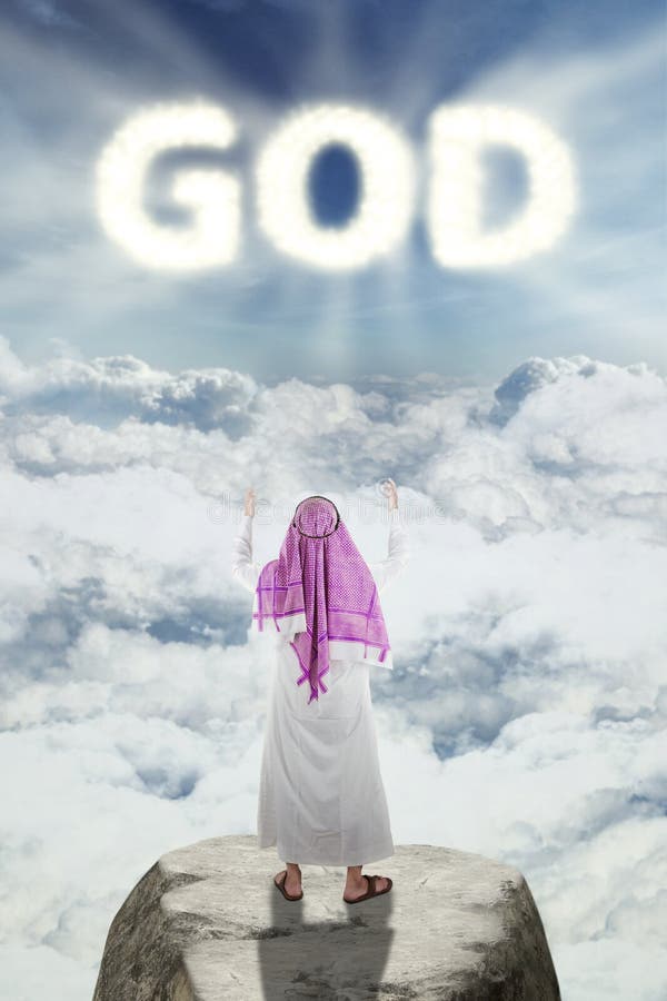 Arabian Man Looking at God Text Stock Photo - Image of meditation ...