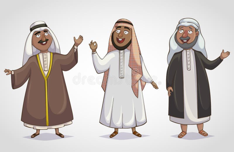 Arabian Men Set. Cartoon Character Stock Vector - Illustration of beard ...