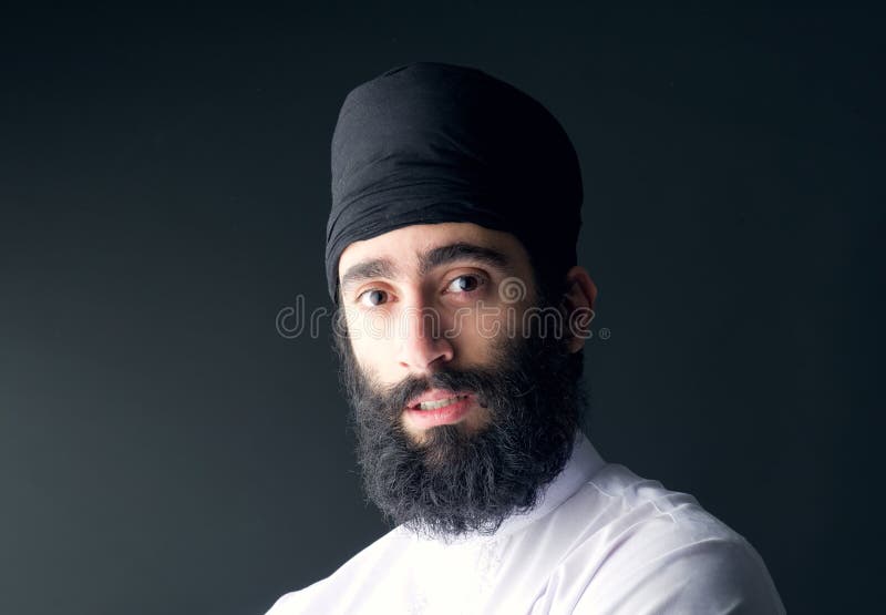Arabian Muslim Man Wearing Black Scarf Looking Camera Stock Photos ...