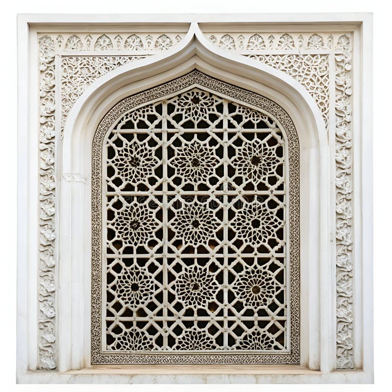 Arabian Patterned Window Grill on White Background - Architectural ...