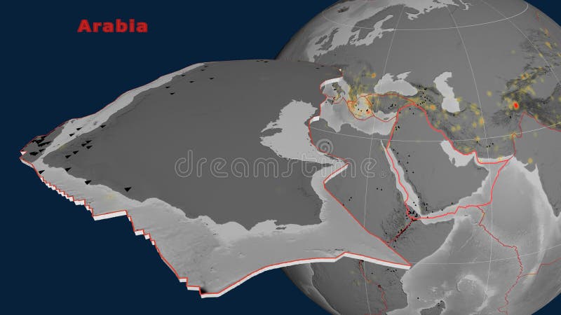 Arabian Plate Described and Presented - Grayscale Stock Illustration ...