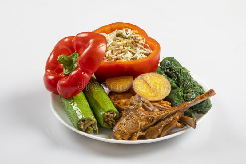 Arabian Platter Kabab Rice Isolated on White Stock Photo - Image of ...