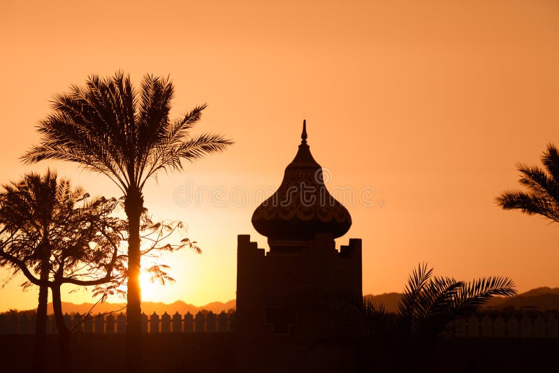Arabian Sunset stock photo. Image of tree, outdoors, architecture ...