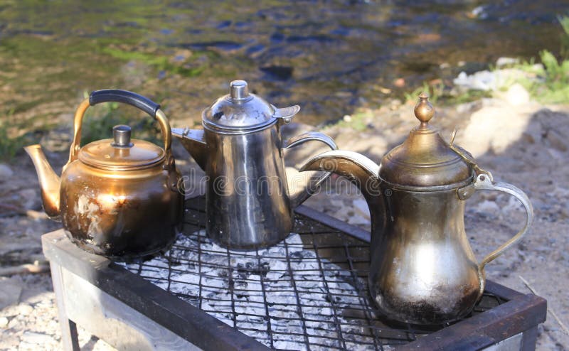 Arabian Traditional Teapot Making Tea on Stove Stock Photo - Image of ...
