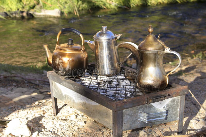 Arabian Traditional Teapot Making Tea on Stove Stock Image - Image of ...