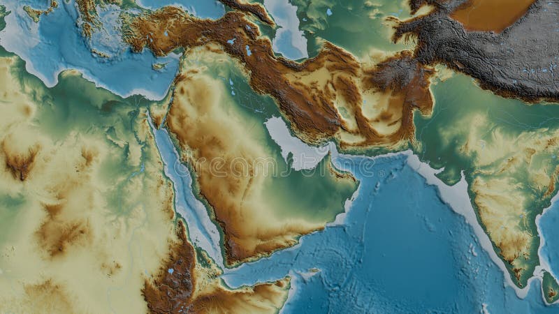 Arabian Tectonic Plate - Raster. Relief Stock Illustration ...