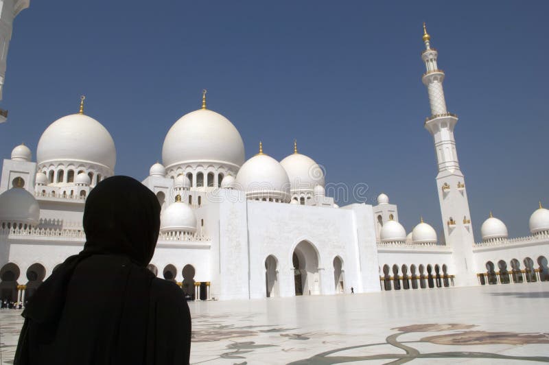 Arabian woman at Mosque stock image. Image of marble - 21404727
