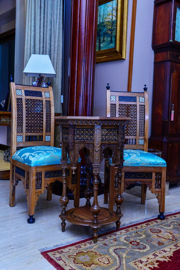 Arabic Antiques Store. Two Chairs and a Traditional Arabic Table ...