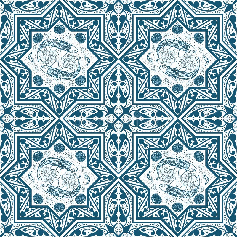 Arabic blue pattern stock vector. Illustration of colorful - 29998989