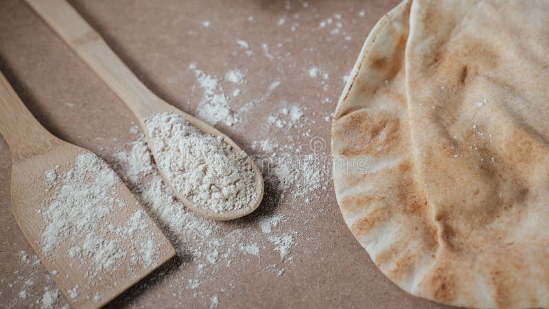 Arabic Bread on a Table in the Bakery Kitchen Stock Image - Image of ...