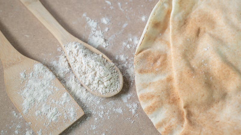 Arabic Bread on a Table in the Bakery Kitchen Stock Image - Image of ...