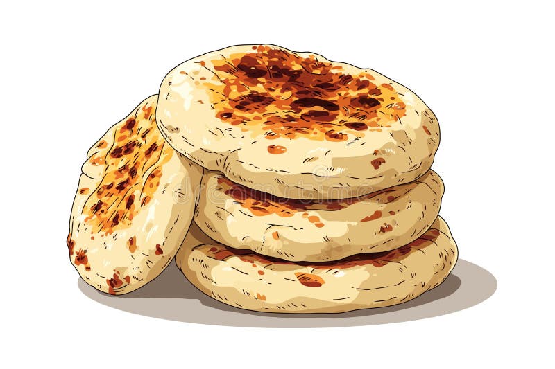 Arabic Bread Flat Naan Isolated Stock Vector - Illustration of turkish ...