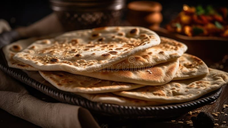 Arabic Bread. Flat Pita Bread Stock Illustration - Illustration of pita ...