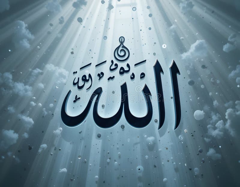 Arabic Calligraphy Art with Celestial Light and Clouds Stock ...