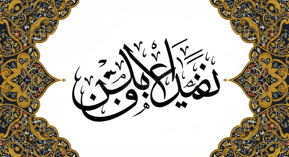 Arabic Calligraphy Artwork Featuring Elegant, Flowing Script Centered ...