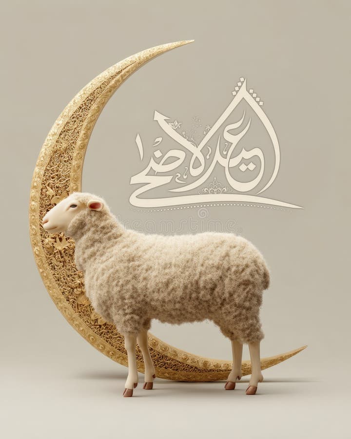 Arabic Calligraphy of Eid-Ul-Adha Celebration Post with 3D Rendering ...