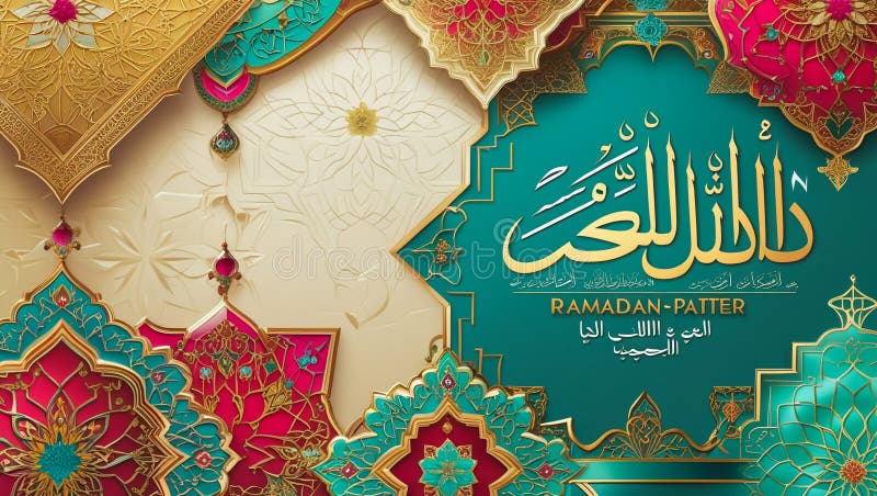 Ramadan Mubarak in Arabic Calligraphy Greetings with Islamic Decoration ...