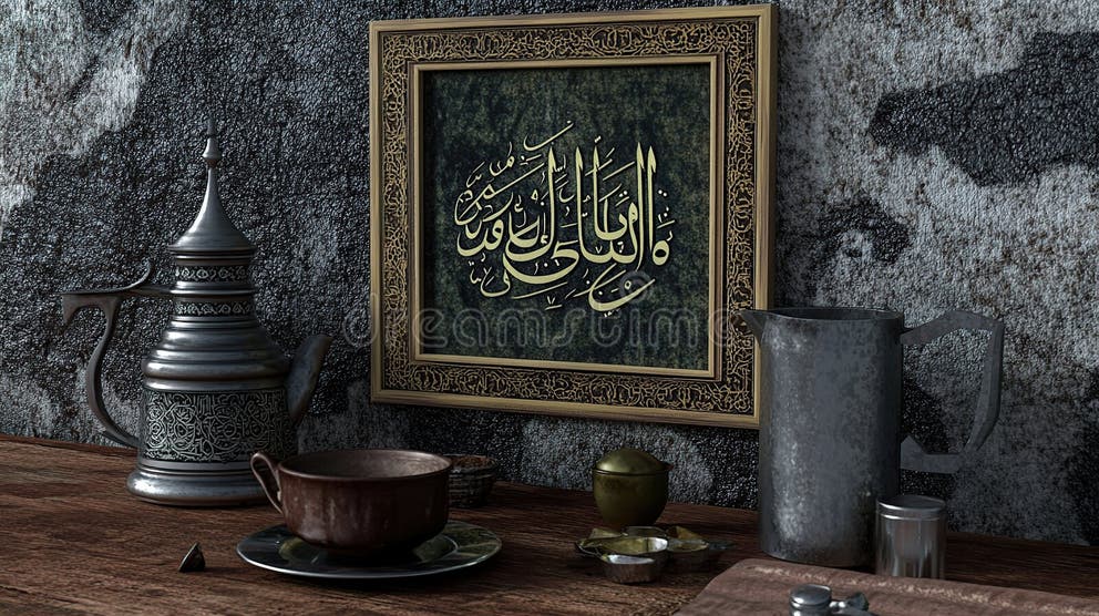 Arabic Calligraphy, Tea, Wall, Pot, Ancient Setting, Ramadan Stock ...