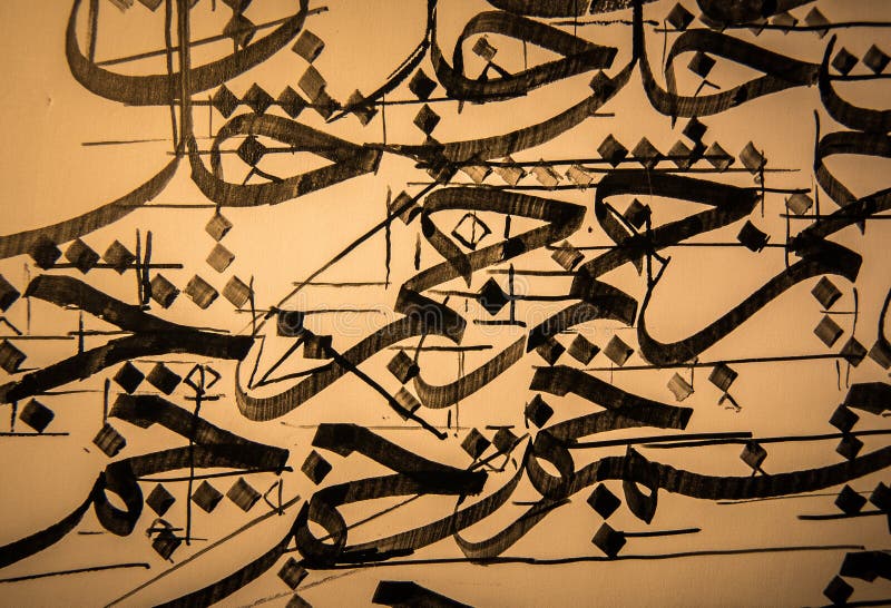 Arabic Calligraphy of Basic Nasakh Letters on Rough Paper. (Khat) Stock ...