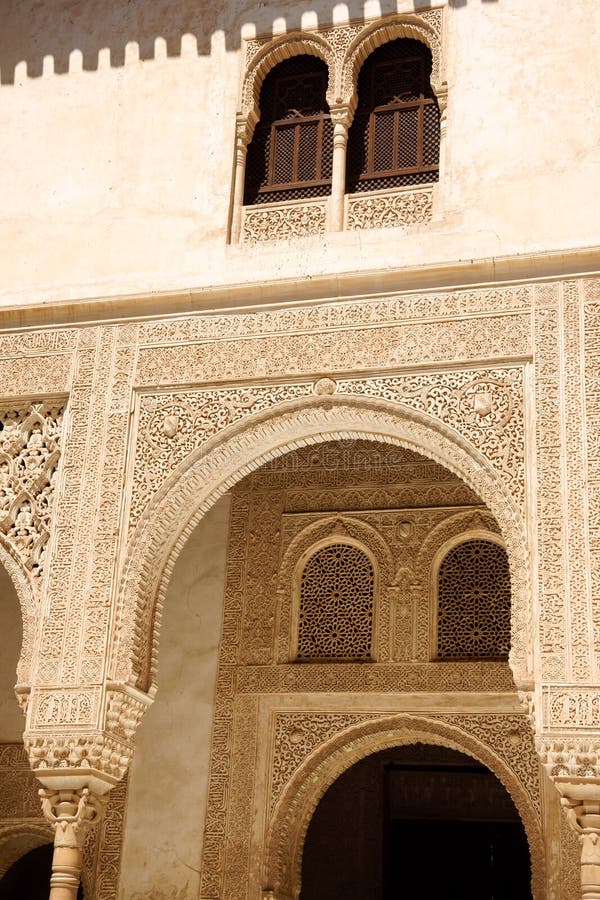 Arabic Carvings at Nasrid Palaces in the Alhambra Stock Photo - Image ...