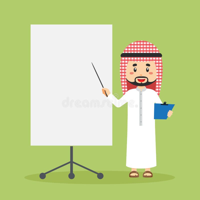 Cute Arabic Character Giving Lectures Stock Illustration - Illustration ...