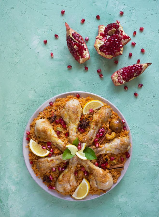 Arabic Chicken Kabsa. Arabic Food. Top View. Stock Image - Image of ...