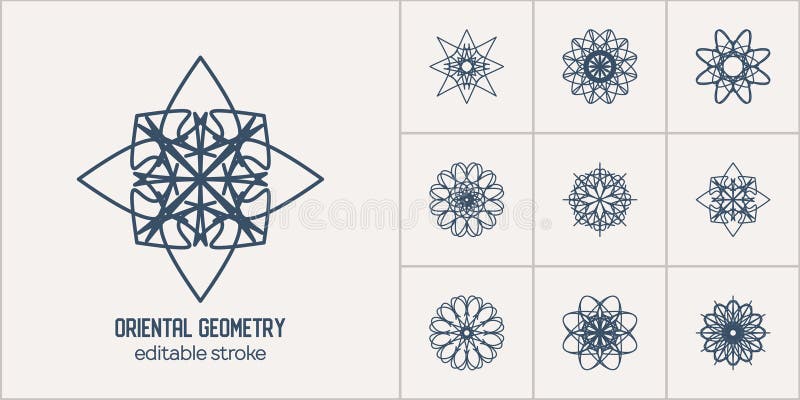 Arabic Circular Geometric Emblems Set Stock Vector - Illustration of ...